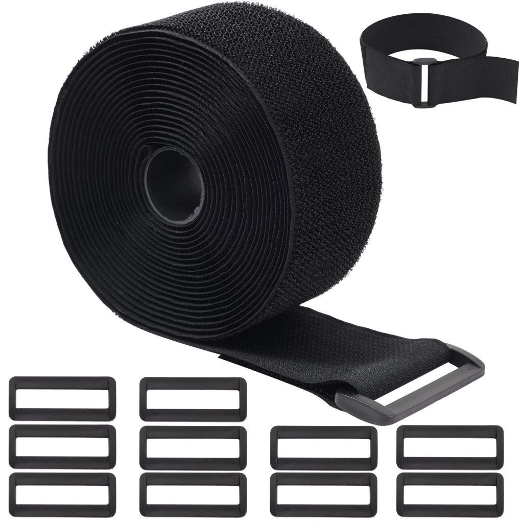 Adjustable Cable Straps, Black Reusable Fastening Cable Ties, Hook and ...