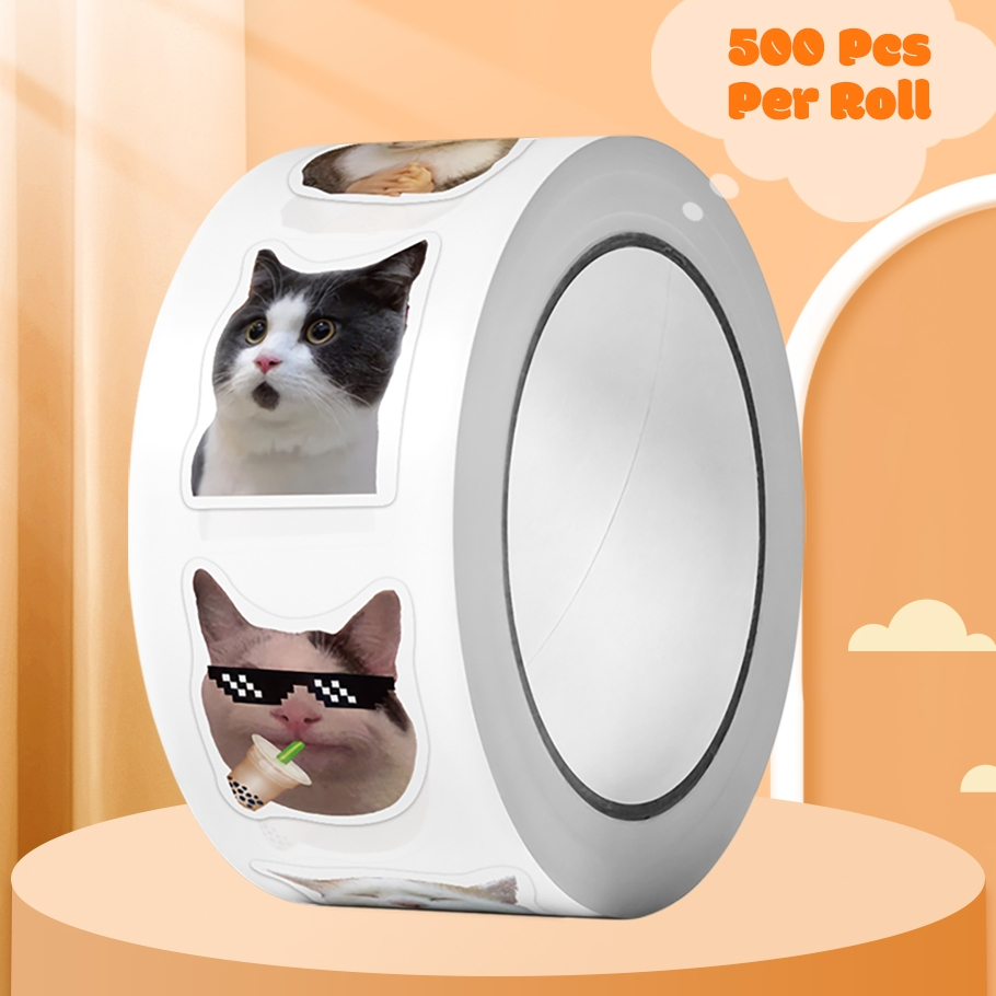 500pcs/roll Cartoon Animals Funny Cats Stickers DIY Phone Guitar Laptop ...