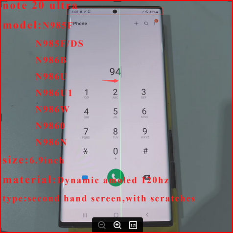 6.9''super amoled has line scratch screen For Samsung NOTE 20 Ultra ...