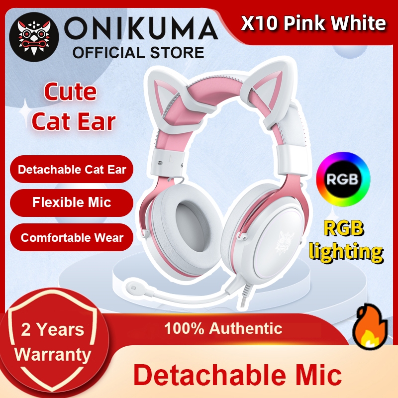 ONIKUMA X10 Pink Cat Wired Stereo Headphones Headwear with High Quality ...