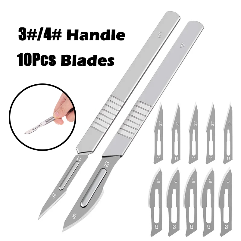 10Pcs Scalpel surgical set Stainless Surgical blade with handle Medical ...