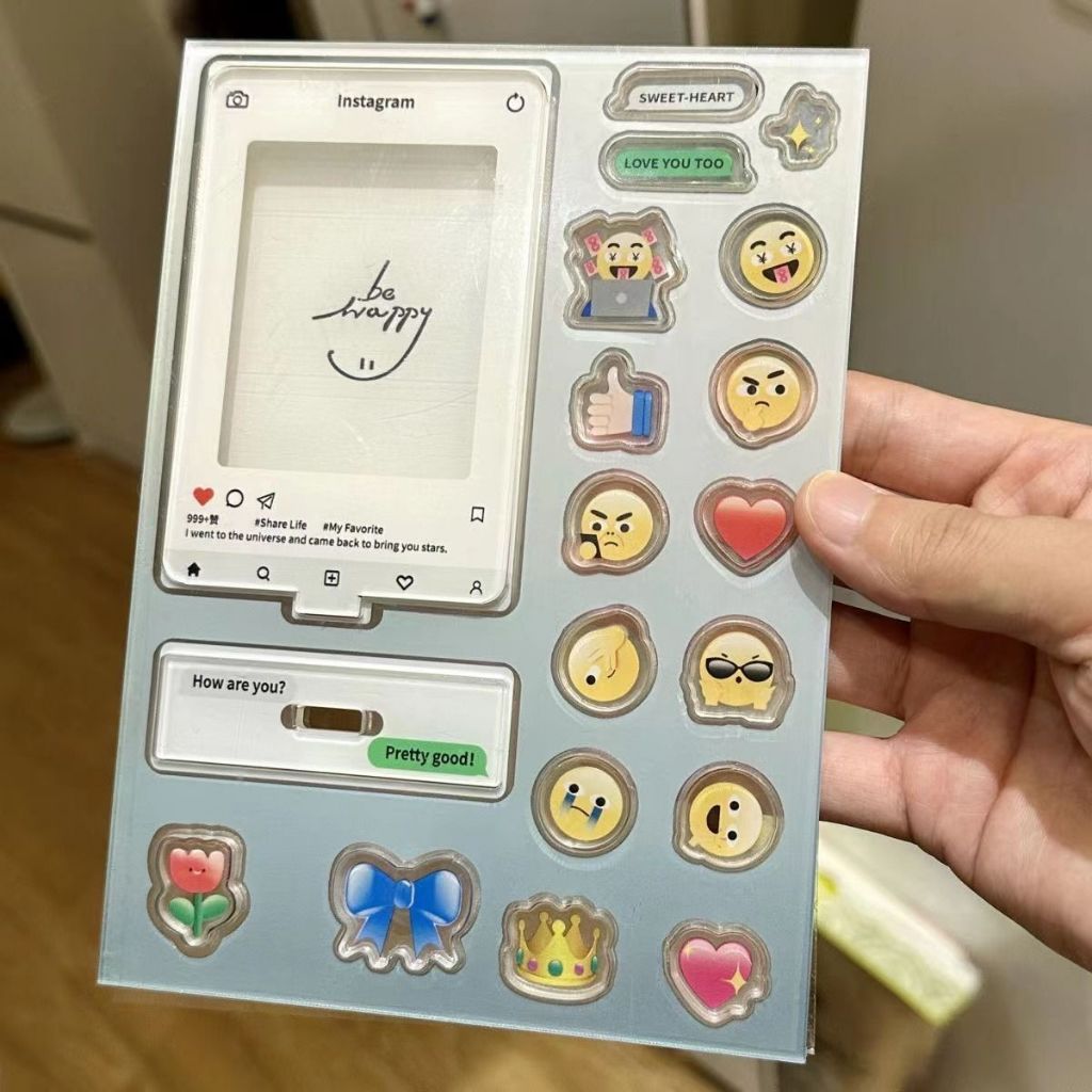 Acrylic Stand Creative Polaroid Shaking Happy Photo Frame emoji emoji ...