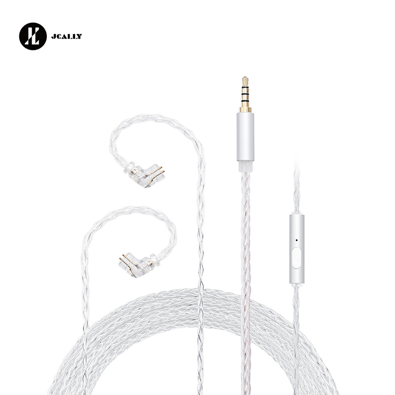 JCALLY JC08S 5N 8 Core Silver Plated HIFI Upgrade Cable with MIC 3.5mm Plug /2Pin 0.78 For KZ ...