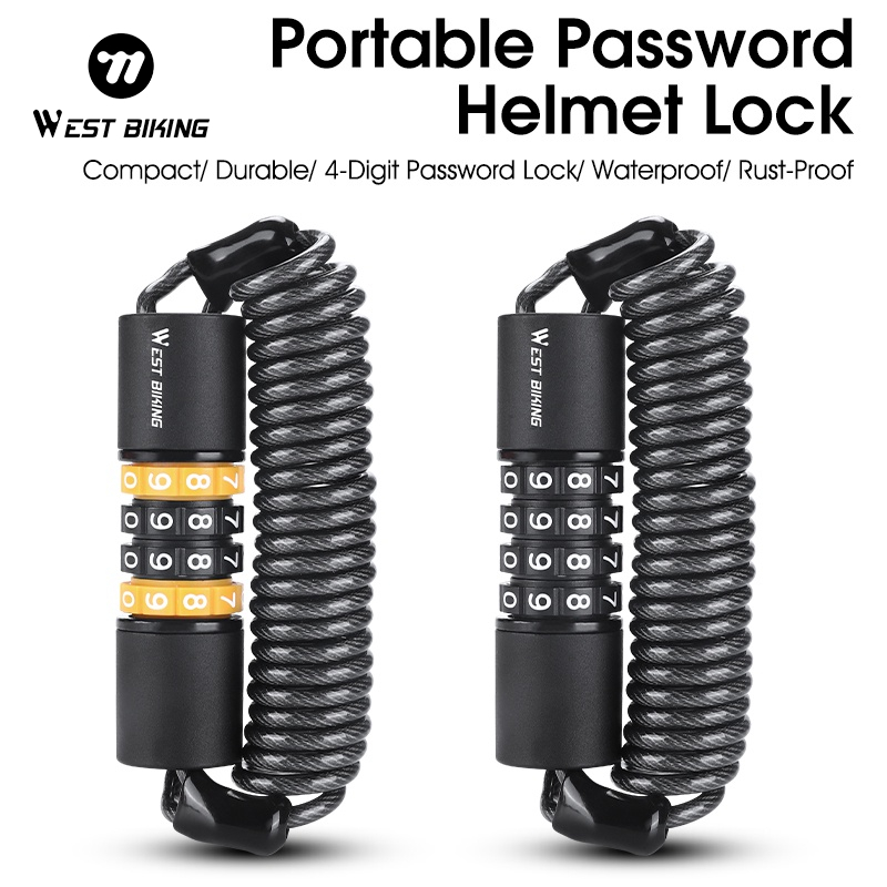 WEST BIKING Bike Lock Anti-Theft Mini Locking Electric Vehicle Helmet ...