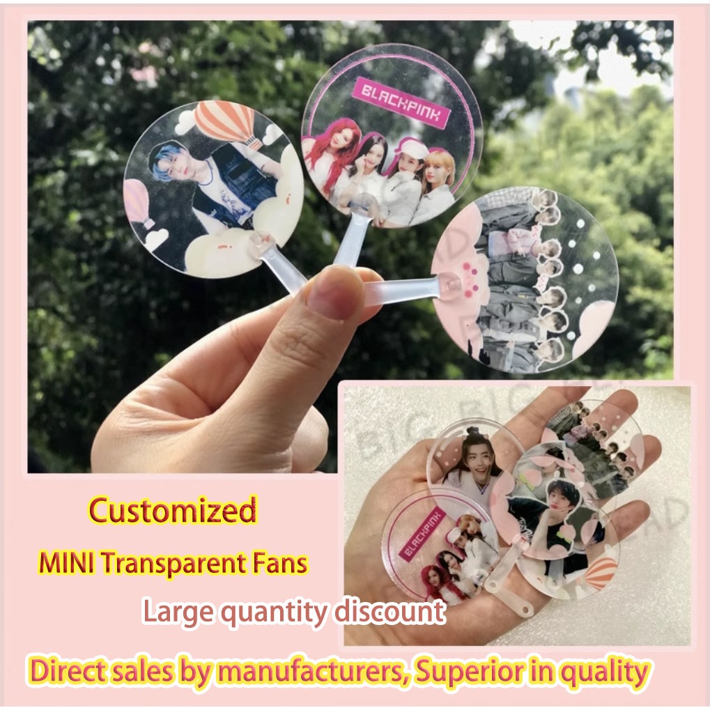 Customized mini transparent fan[5.5cm],Printing DIY fan souvenir, Anime ...
