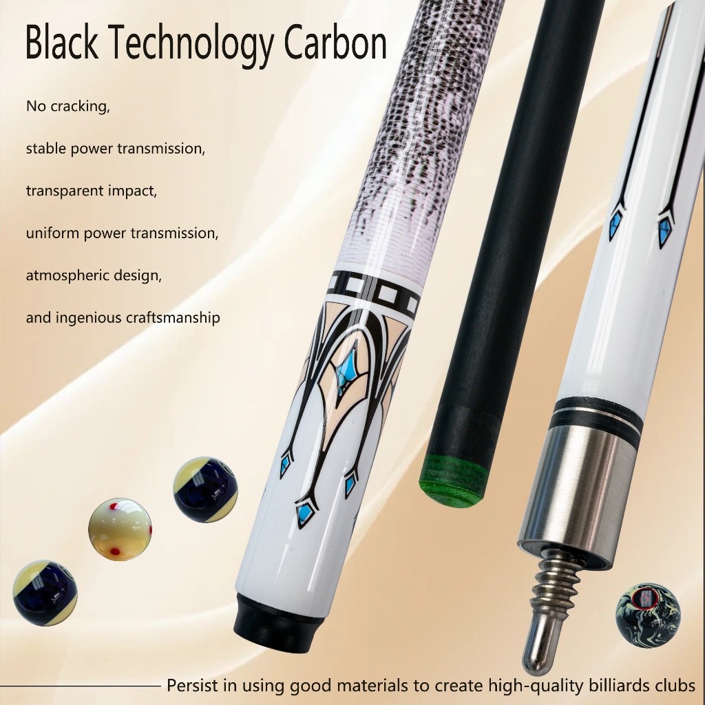 Premium White Composite Billiard Cue Stick - American Style with Snake ...