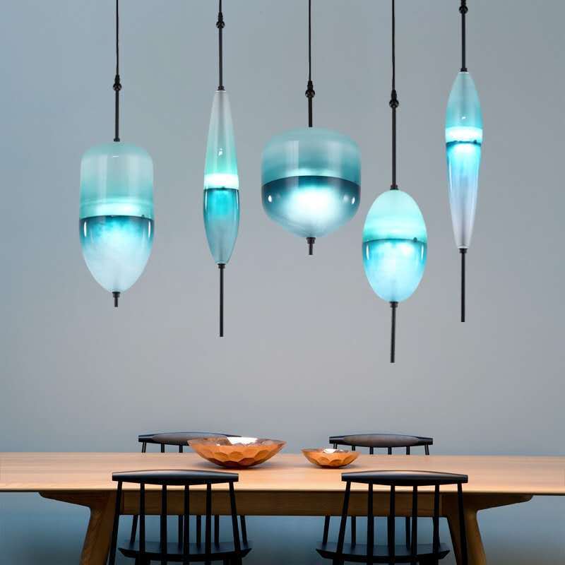 Creative Gradient Blue Glass Pendant Light Modern Indoor Hanging ...