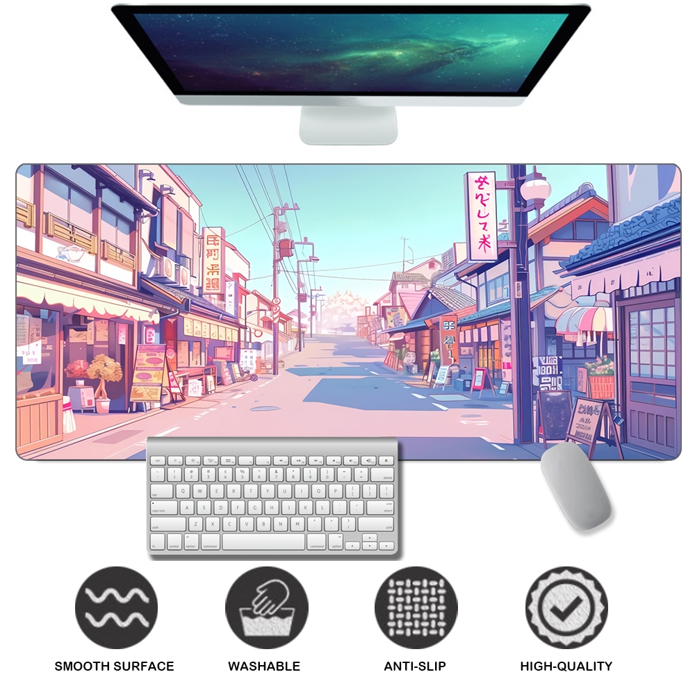 Lofi Japanese Urban Street Desk Mat, Tokyo mousepad xl, kawaii extra ...