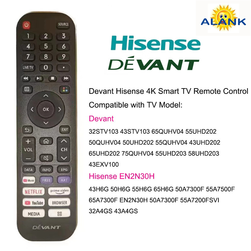 Universal remote Hisense DEVANT LCD LED TV Player Television prime ...