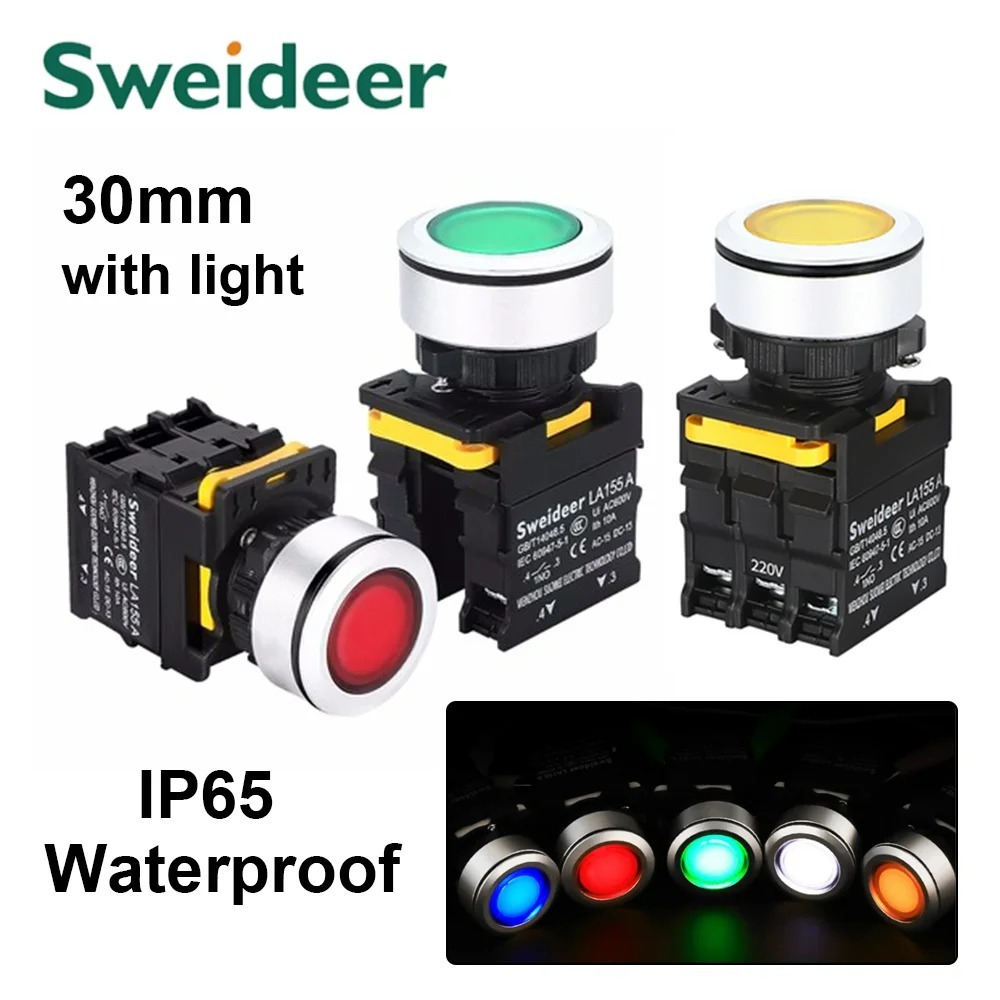 30mm latching Momentary illuminated plastic push button switches ...