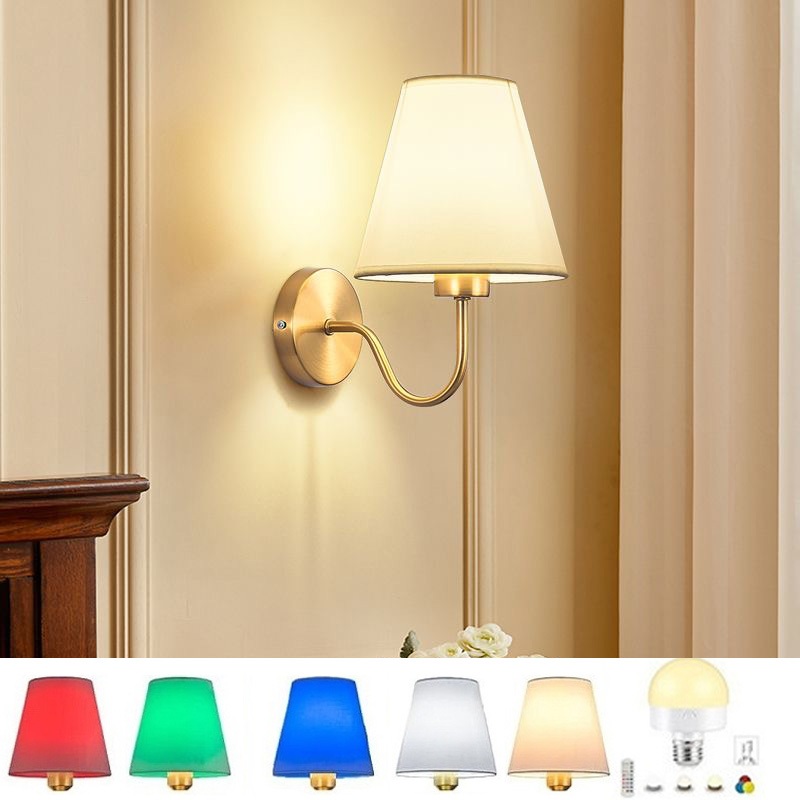 Wireless Rechargeable Wall Light With Remote Fabric Lampshade Nordic ...