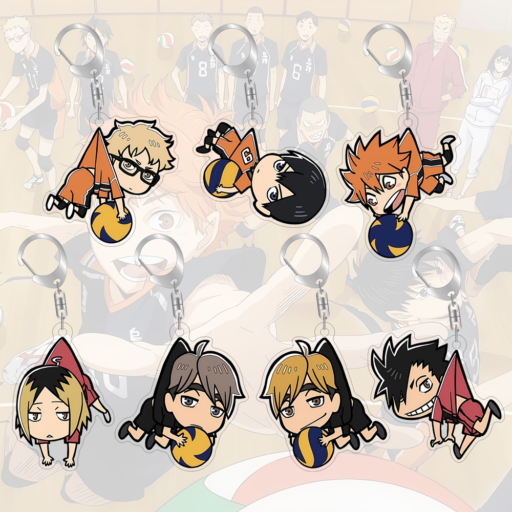 55mm Acrylic Keychain Haikyu Carton Anime Surrounding Bags Pendant Key ...