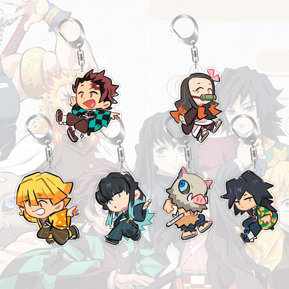 55mm Acrylic Keychain Demon Slayer Tanjirou Nezuko Carton Anime ...