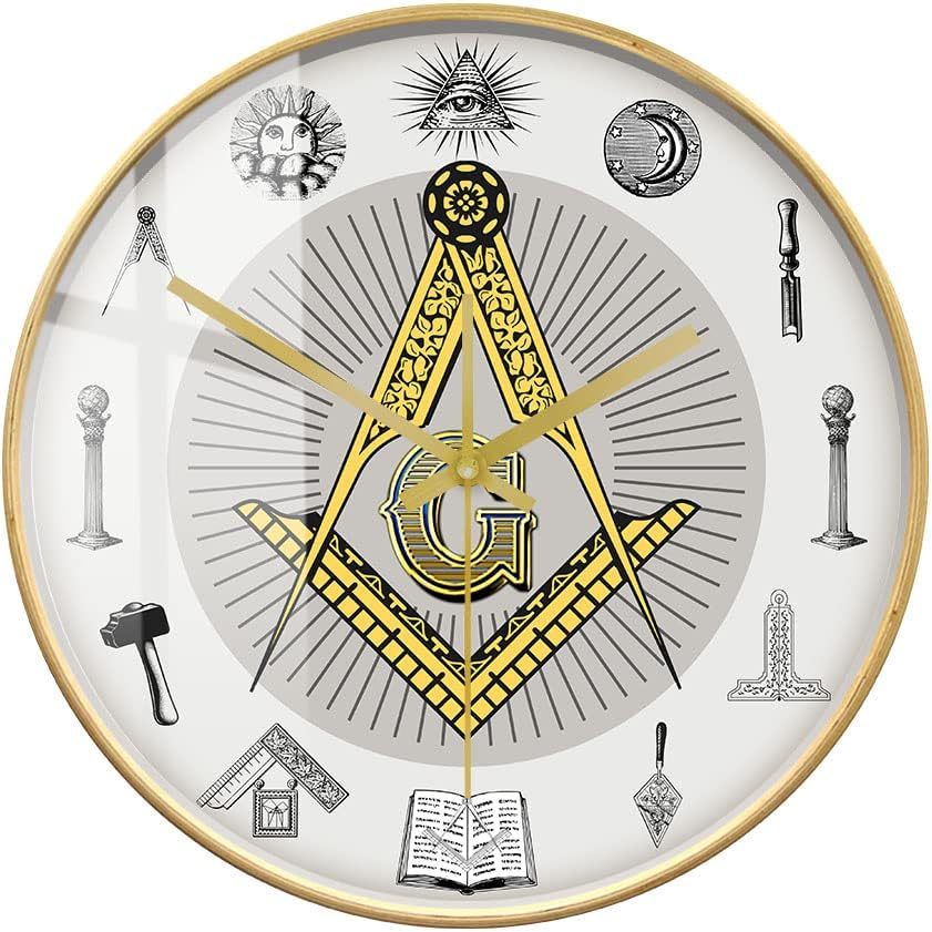 The Masonic Metal Frame Wall Clock, Freemason Fancy White Square ...