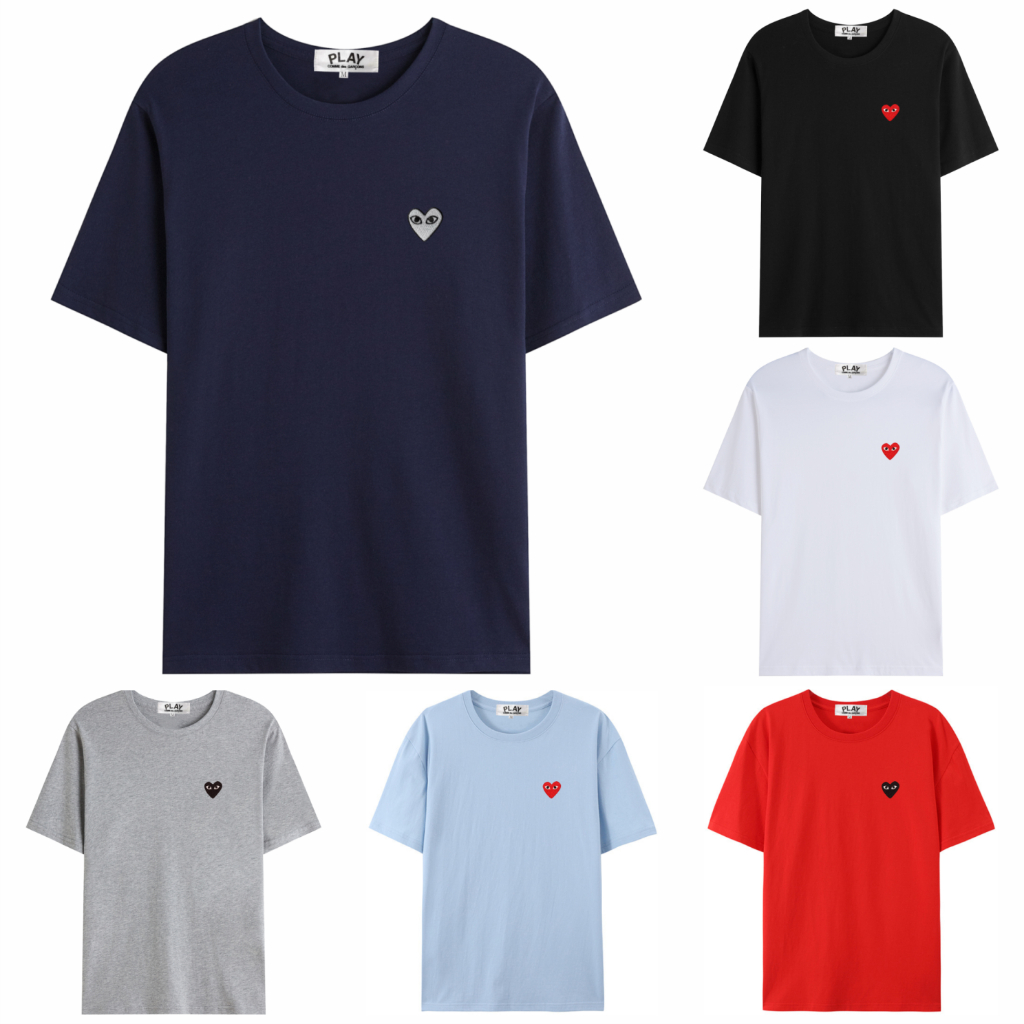 Fashion PLAY Embroidered Heart Men's T-shirts Super Comfortable and ...