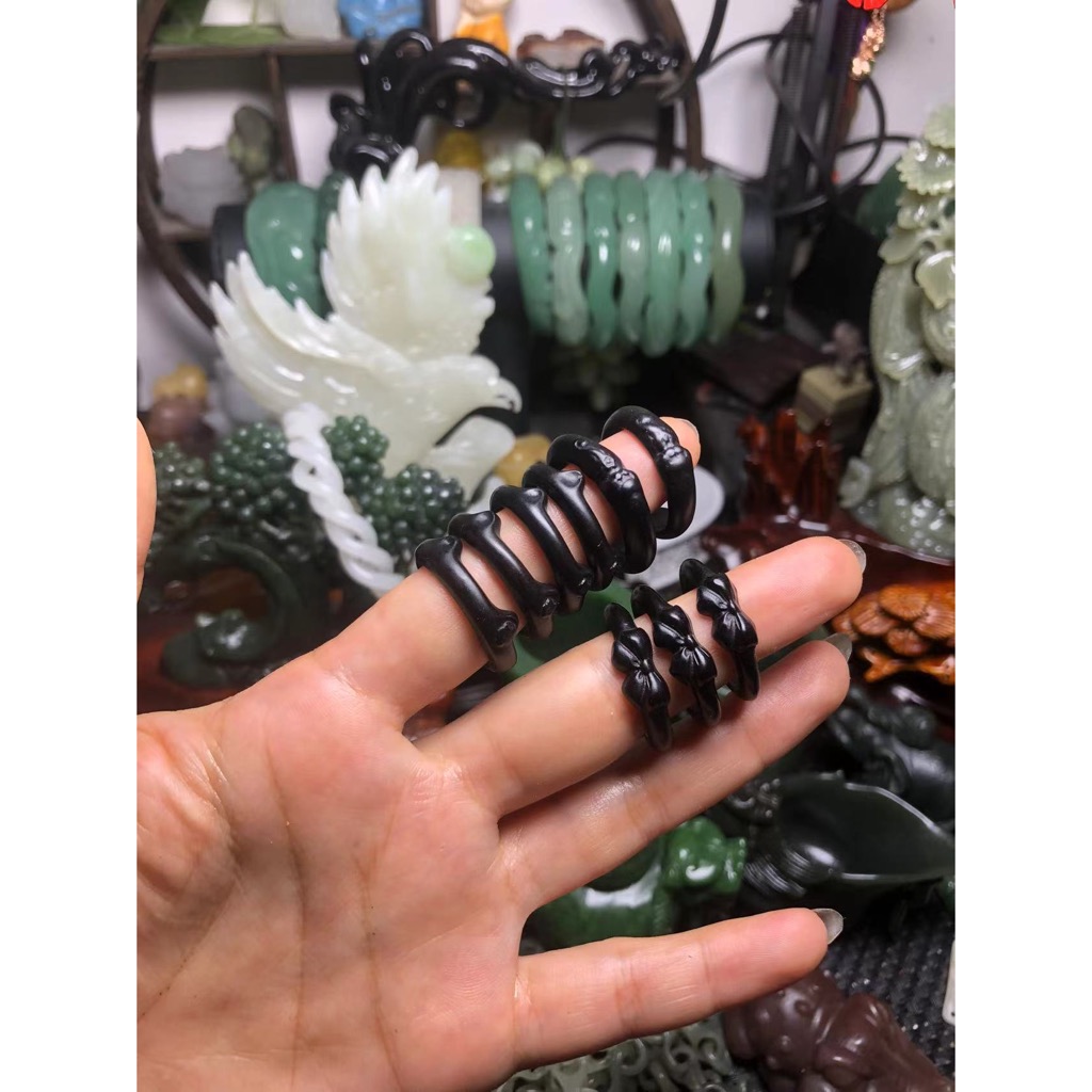 Hand-carved Hetian Jade Ring Bow, Cat Ear Ring | Shopee Philippines