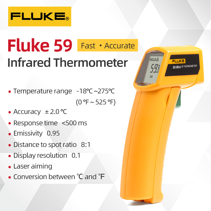 Fluke 59 59E Non Contact Digital Thermometer Home Industrial Infrared ...