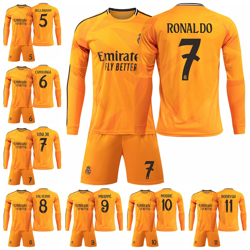 2024-25 Season Real Madrid Away Long Sleeve Football Adult Kids Jersey ...