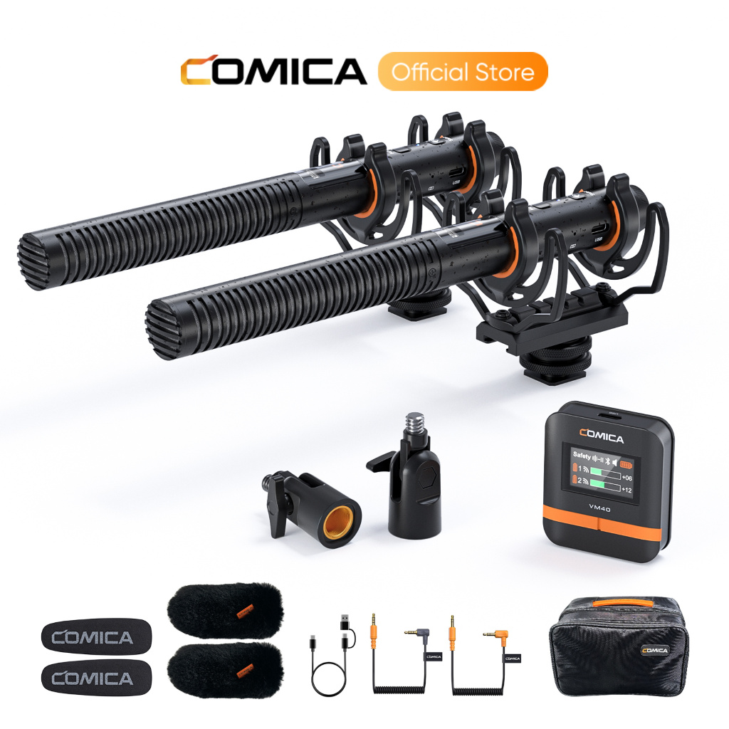 COMICA VM40 Dual-Channel Wireless Shotgun Microphone,On-Camera Mic with 48kHz/32-bit Float ...