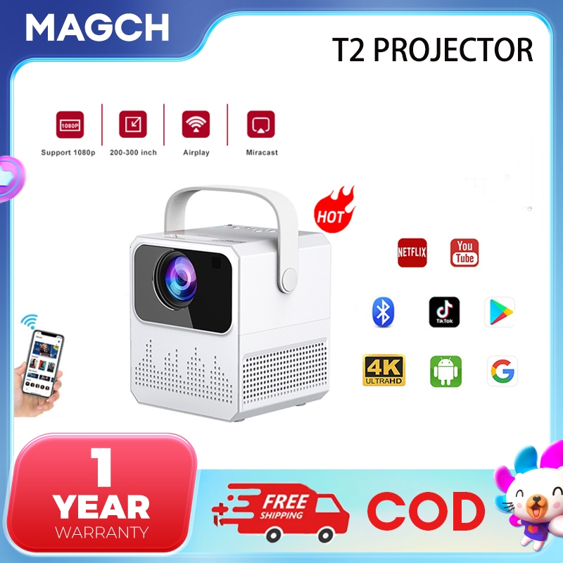 【100% authentic+1 year warranty】MAGCH T2 Mini Projector 4K UHD WIFI/5G ...