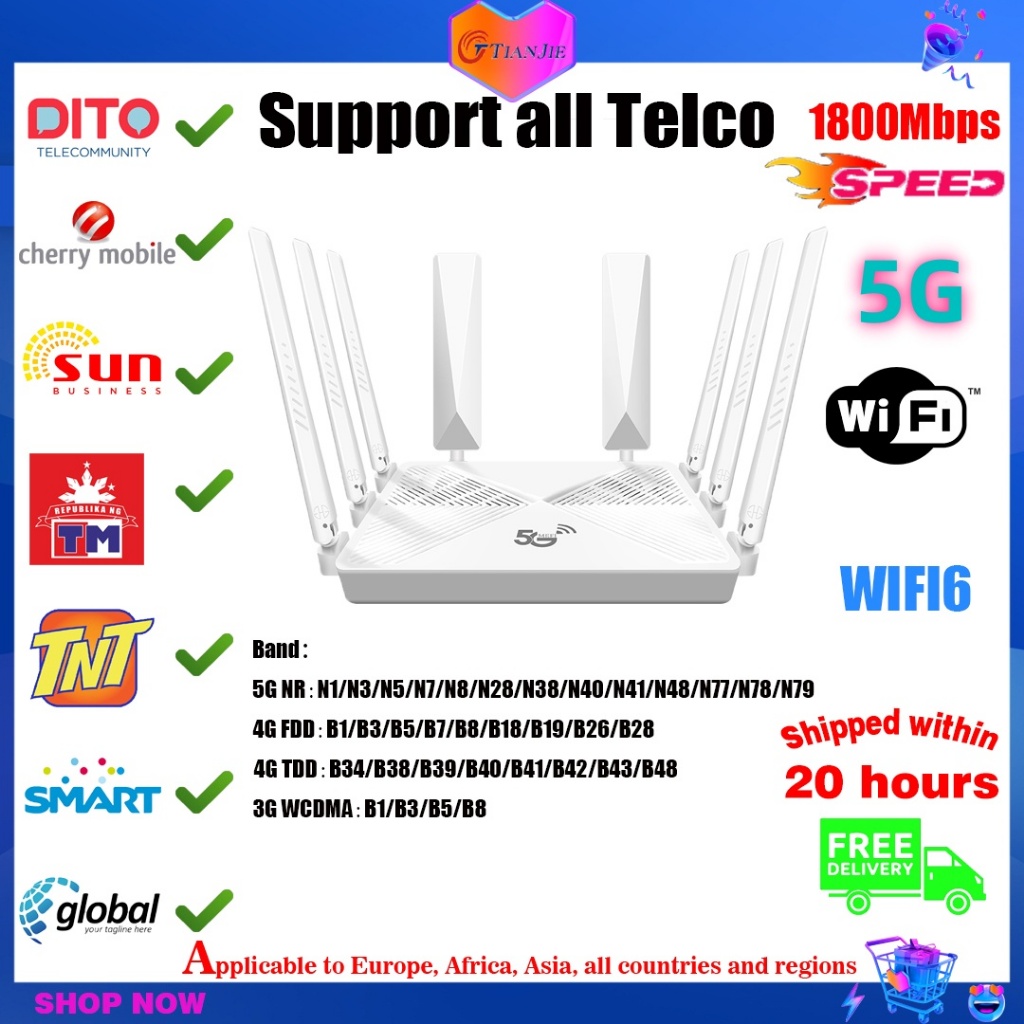 5G router, 5G CPE WiFi up to 1800 Mbps, 5G portable WiFi hotspot, WiFi ...