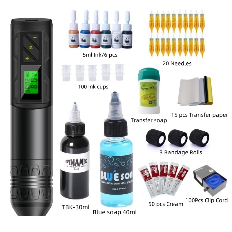 Wireless Tattoo Machine, LCD Display, Portable Rechargeable Metal ...