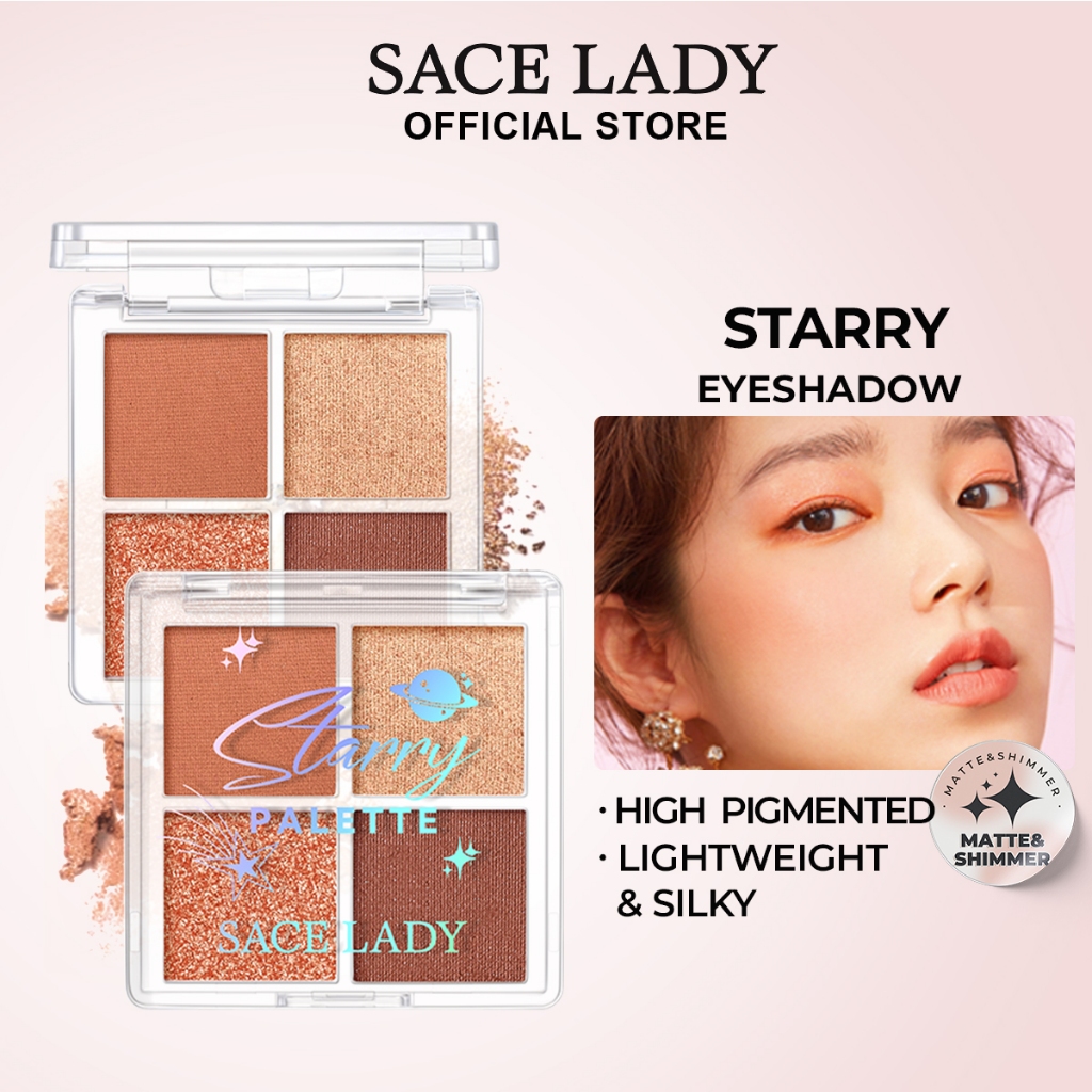 SACE LADY Eyeshadow Highpigment Shimmer Long-lasting 4 Color Eyeshadow ...