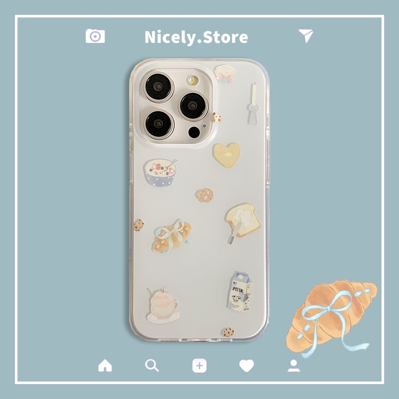 High Quality Blue Bowknot Croissant Bread Phone Case Compatible for ...