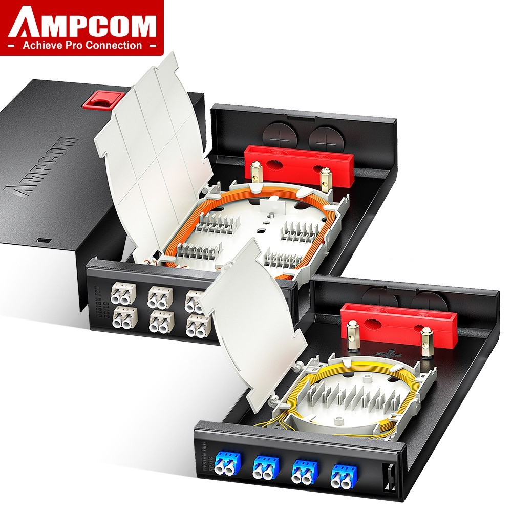 AMPCOM LC Screwless Embedded Wall Mount Fiber Enclosure with Couplers ...