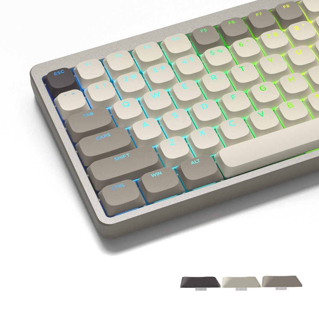 WOMIER Low Profile 140 Keys Khaki Keycaps RGB Backlit Shine Through PBT ...