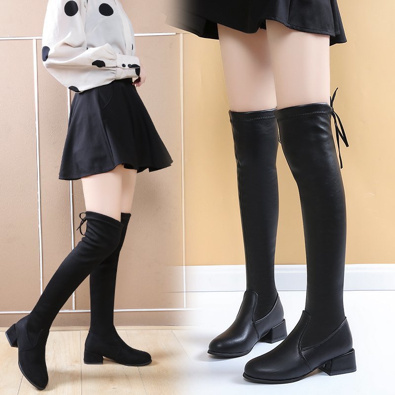 Size 35-42 Long boots women's high Martin boots but knee boots lace up ...