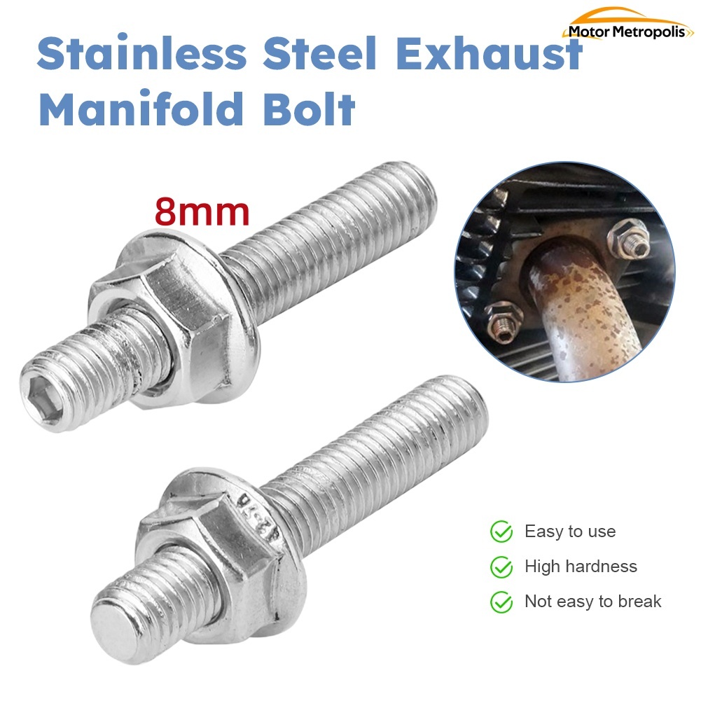 2 pcs 8mm STAINLESS STEEL EXHAUST BOLT For Car Exhaust Header Bolt Kit ...