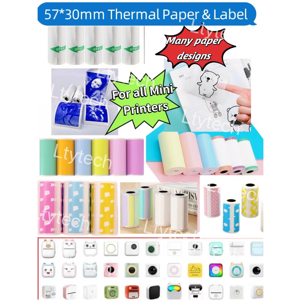 57x30mm Peripage Paperang portable printer 57mm thermal Paper Sticker ...