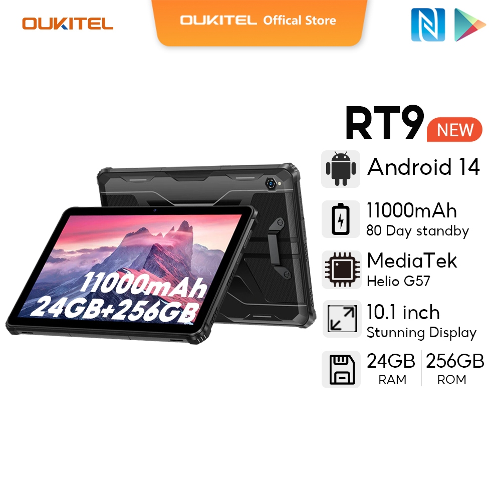 OUKITEL RT9 Android 14 24GB+256GB 10.1inch FHD Display Tablets 1217BOX 93dB Speaker 10000mAh ...