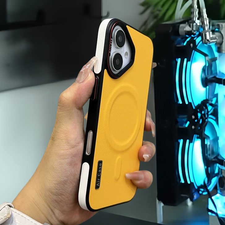 【Leather hard case/Yellow】compatible for iphone 13 14 15 16 pro max ...