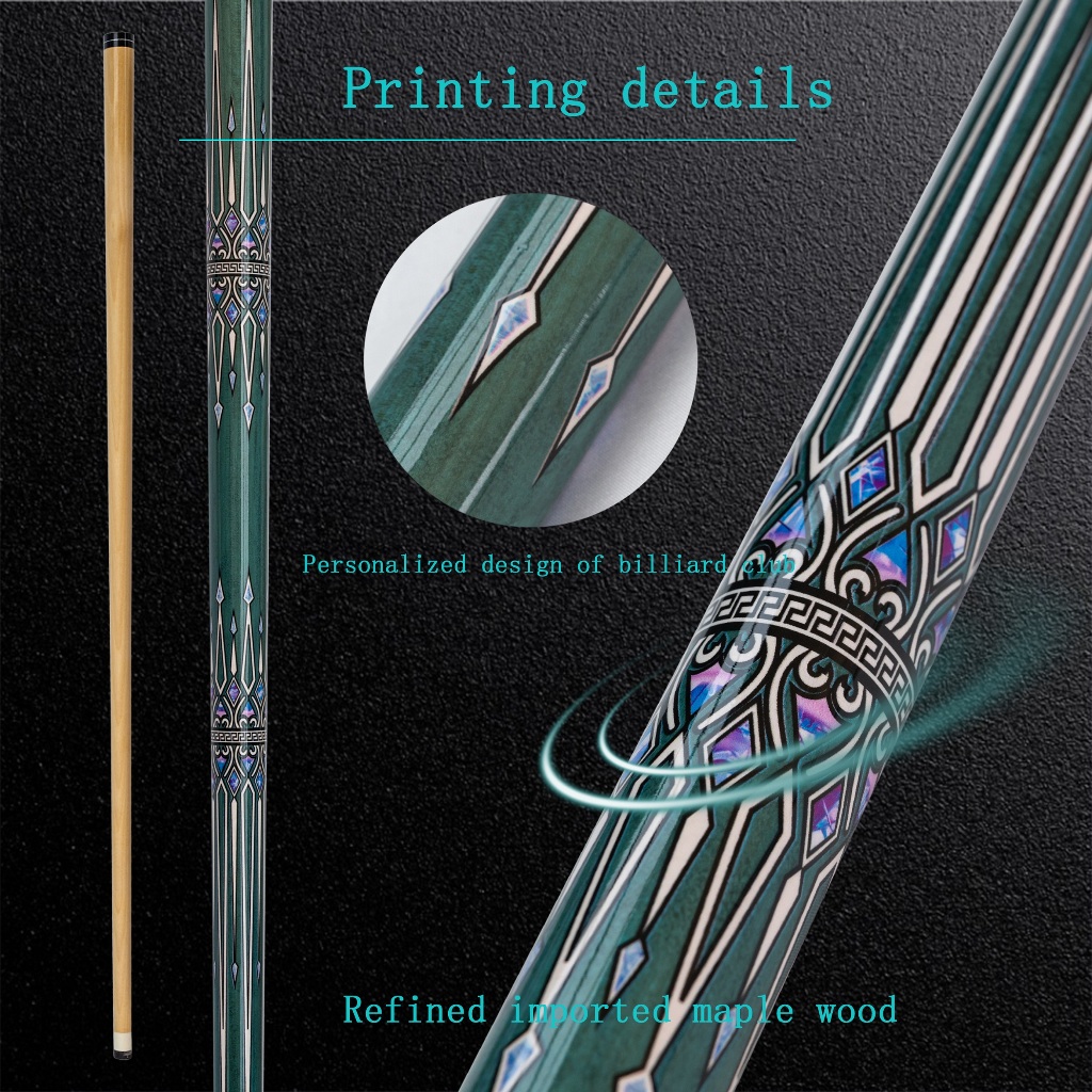 Maple Billiard Cue 13mm - American Pool Stick with Green Accents and ...