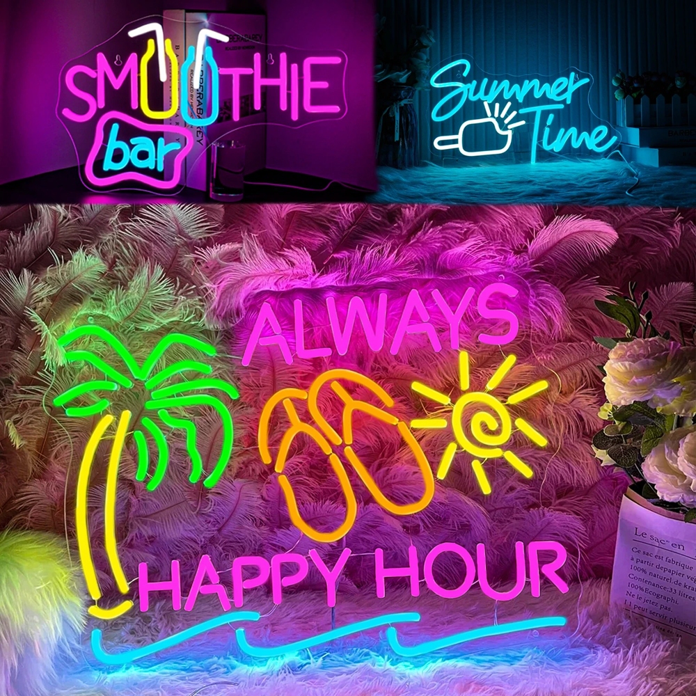 Summer Neon Sign Lets Party smoothie BAR LED neon light Night Light ...
