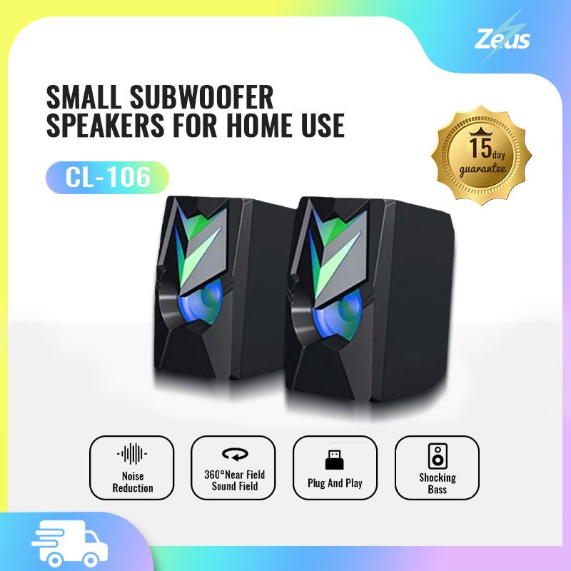 Zeus Wired USB Mini PC RGB Desktop Gaming Speaker Laptop 360° Surround Stereo Satellite Speaker ...