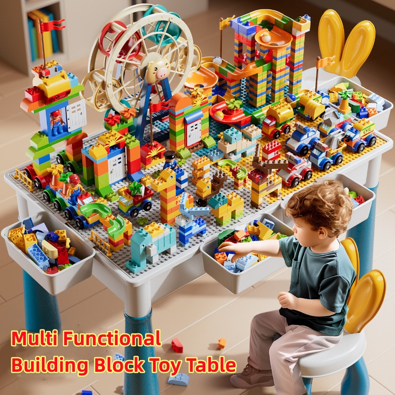 Big Building Blocks Table with Chair and Blocks Kids Table and Chair ...