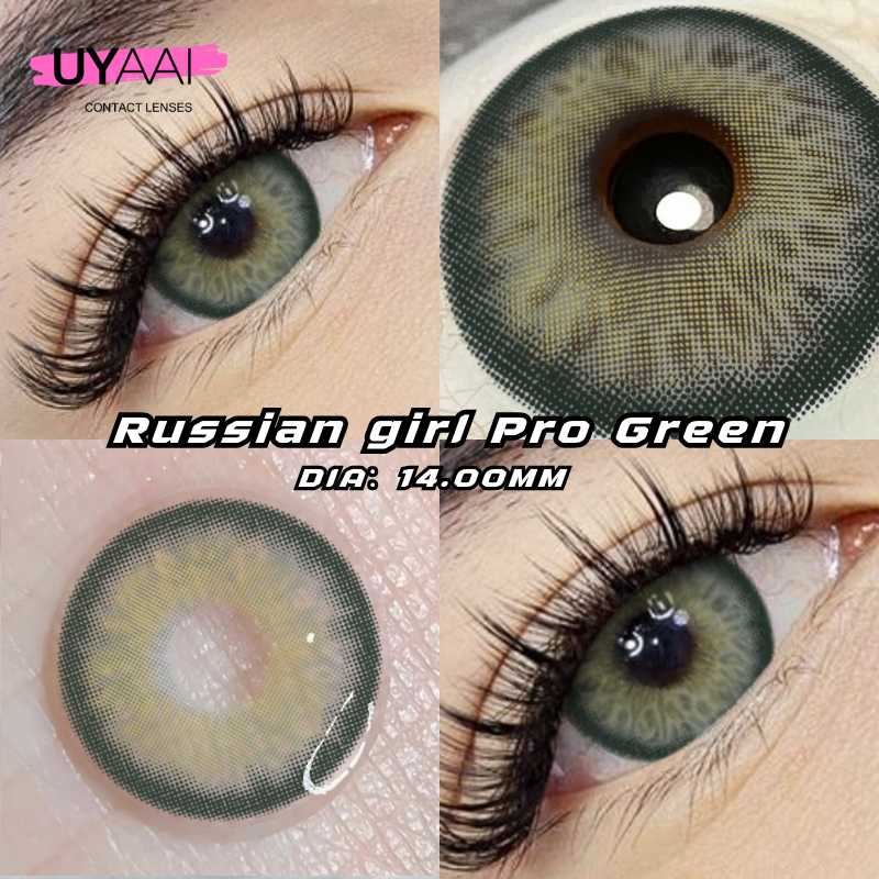 UYAAI 2pcs\1Pair Green COLOR Contact Lens Russian Pro Girl Blue Soft ...