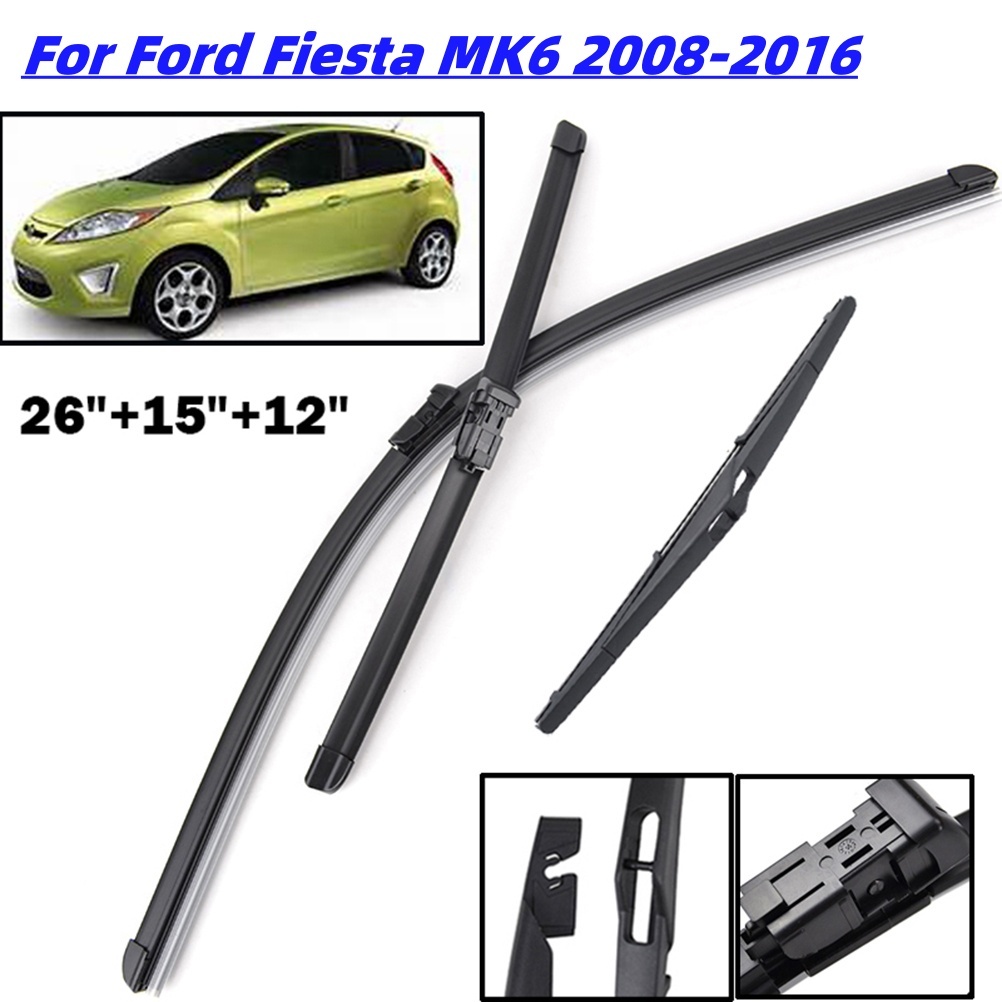 3PCS Front Rear Windscreen Wipers Set Windshield Wiper Blades For Ford ...