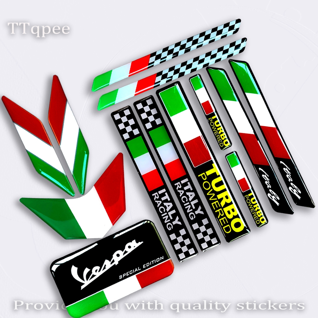 3D Motorcycle Decal Italy Flag Stickers Case for PIAGGIO VESPA GTS GTV ...