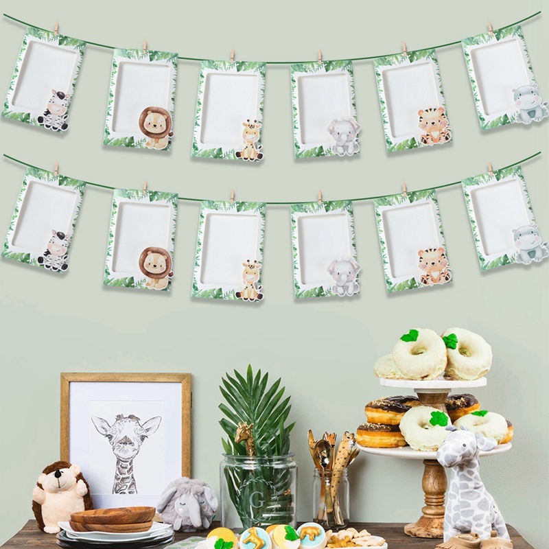 12pcs 6inch Cartoon Animal Design Photo Banner Lion Tiger Safari theme ...