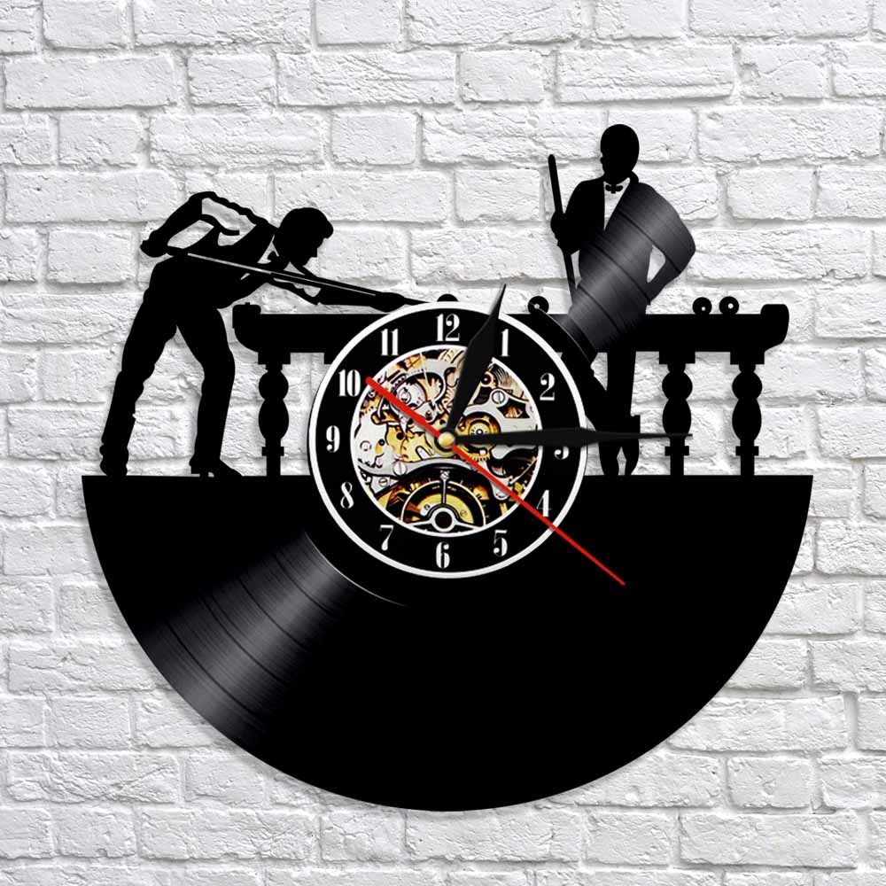 Vintage Nostalgia Vinyl Clock Pool Billiards Sports Records Wall Clock ...
