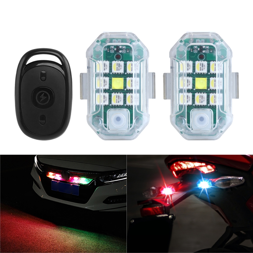 1set LED Motorcycle Warning Light Gas Strobe Light RGB Remote Control ...