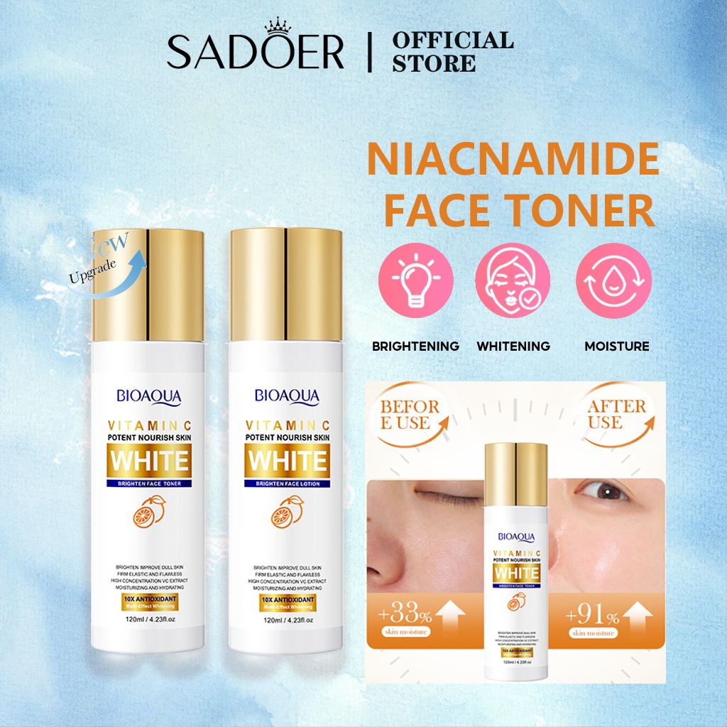 SADOER Vitamin C Potent Nourish Skin White Brighten Face Lotion 120ml /Face Toner 120ml | Shopee ...