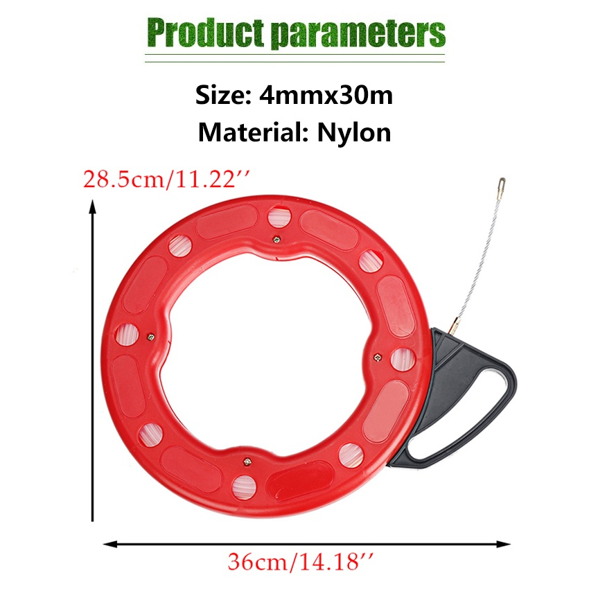 30 Meters Cable Puller Fiberglass Fish Tape Reel Puller Conductive Wire ...