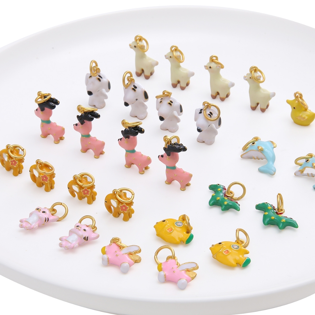 Alloy Drip Oil Cute Animal Pendant Bead For DIY Jewelry Making Necklace ...