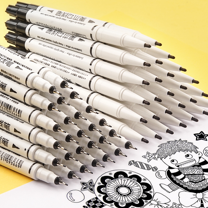 Dual tip marker Pens 0.5/1.2mm waterproof double headed brush Drawing ...