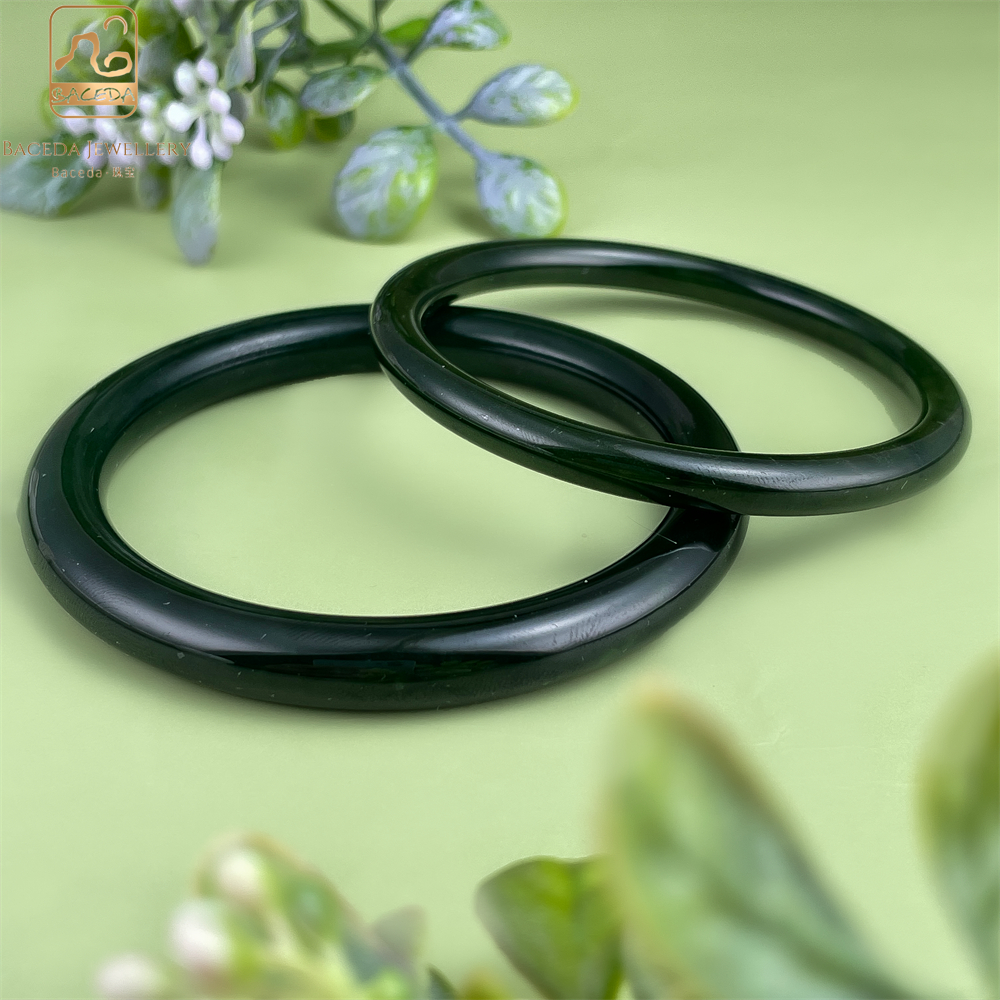Baceda Natural HQ solid Heitian Jade bangle Nephrite bangle fix size ...